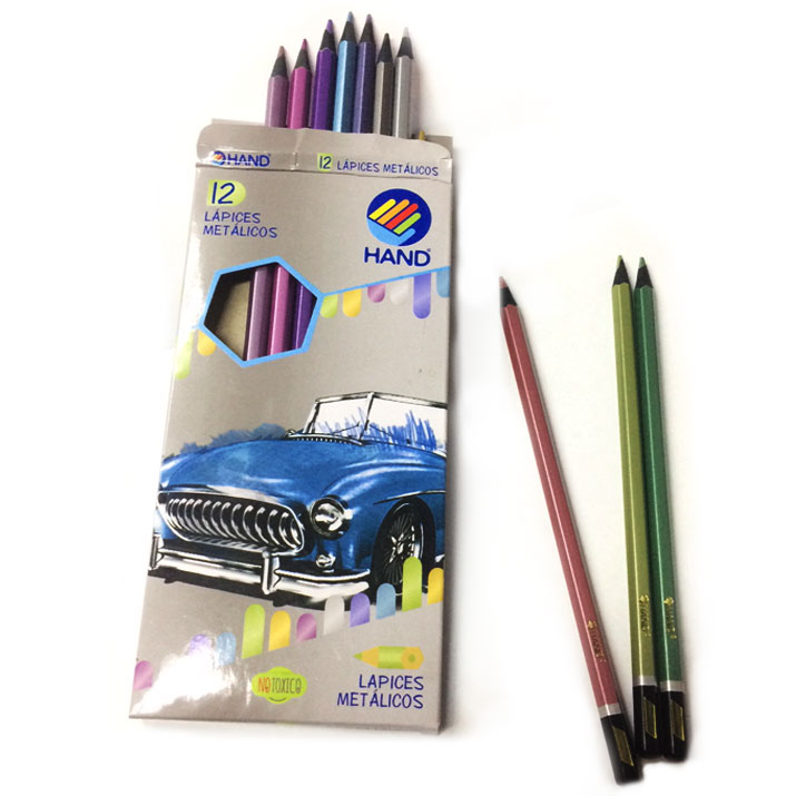 Lápiz Hand Caja 12 Colores Metálicos Largos – Roian Store