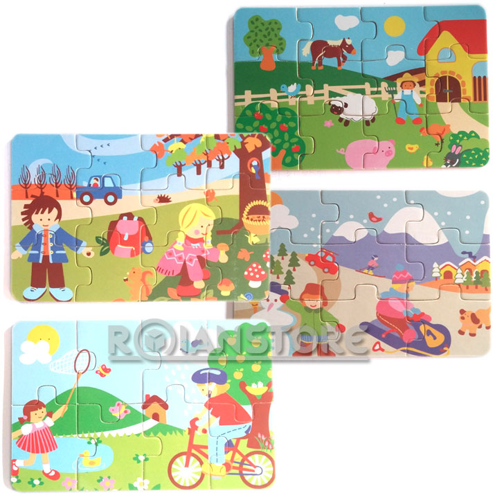 Set de Puzzles de las 4 Estaciones Juguete Educativo Madera – Roian Store